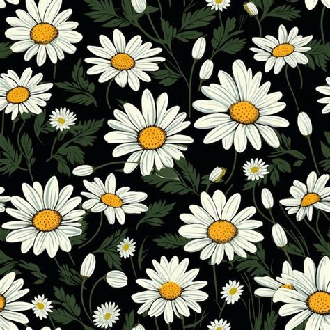 Premium Ai Image Vibrant Daisy Blooms Seamless Art