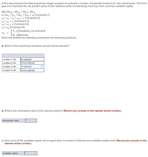 Solved A Firm Has Prepared The Following Binary Integer