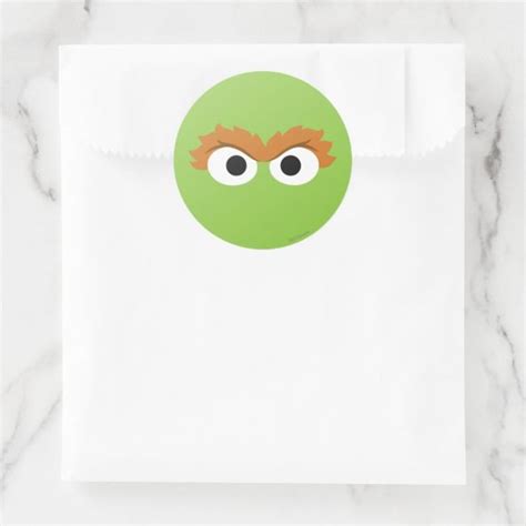 Oscar The Grouch Big Face Classic Round Sticker Zazzle Oscar The