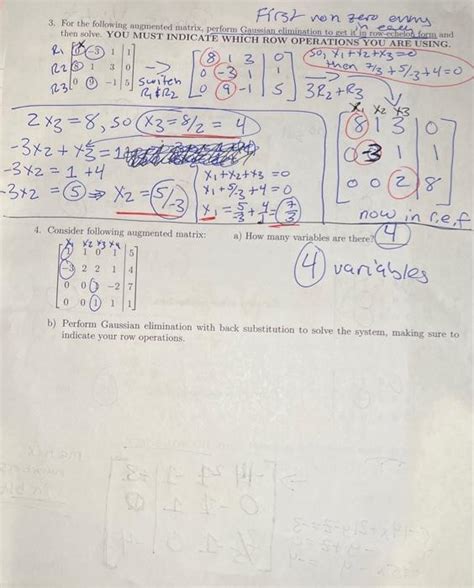 solved 3 for the following angmented matrix perform