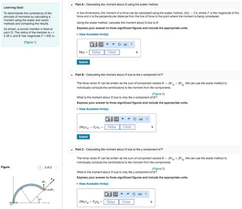 solved part a calculating the moment about o using the