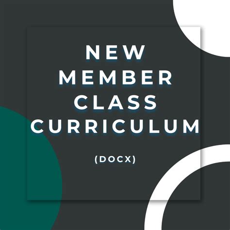 Sample New Member Class Curriculum Tmg Member Portal