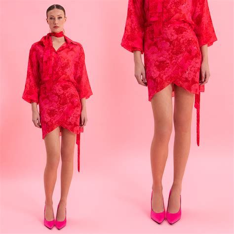 Eveleya Ruby Rose Mini Wrap Skirt 25345 Red Pink Collezione By Api D