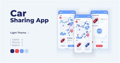 Premium Vector Bus Navigation Cartoon Smartphone Interface Templates Set