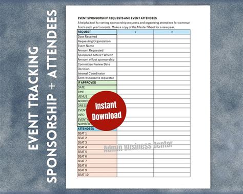 Corporate Event Template Tracking Sponsorship Requests Editable Spreadsheet Event Planner