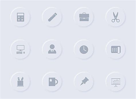 Round Rubber Buttons Featuring Gray Vector Icons For Office Use Vector Tie Chart Round PNG
