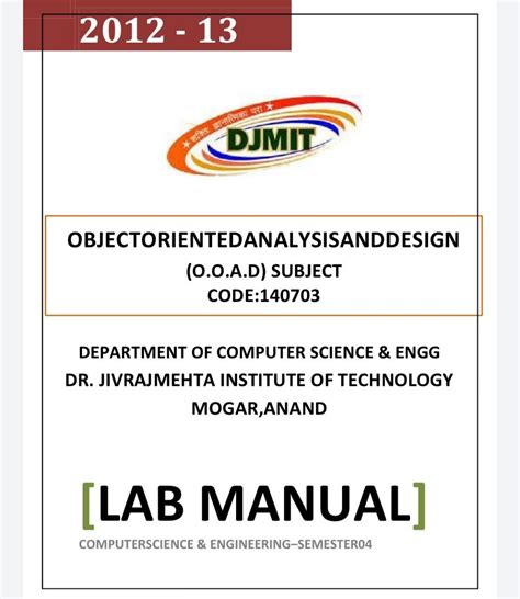 Object Oriented Analysis And Design Department Of Computer Science