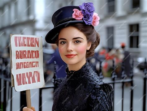 Courageous Suffragette Advocating For Women S Voting Rights In Empowering Protest Parade