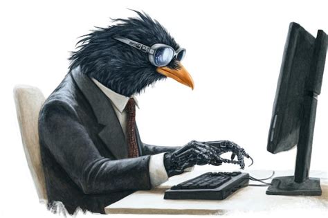 Techsavvy Crow Coding Wizardry Premium Ai Generated Image