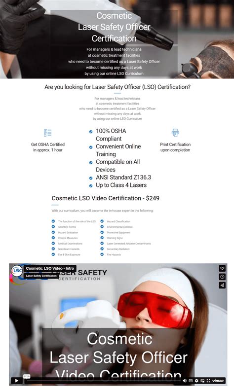 Choose Your Cosmetic Lso Video Course Laser Safety Certification