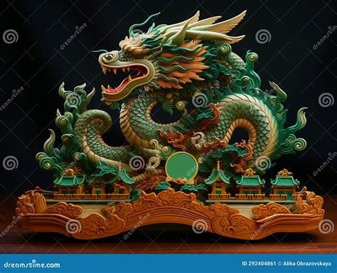 китайский символ года 2024 зеленый деревянный дракон Иллюстрация штока иллюстрации