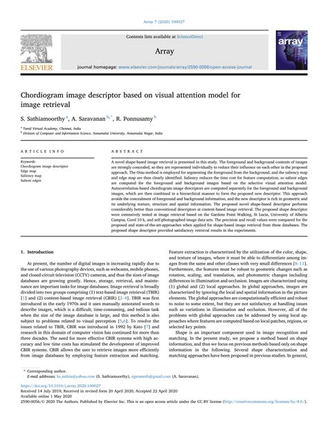 Pdf Chordiogram Image Descriptor Based On Visual Attention Model For