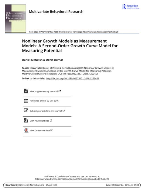 Pdf Nonlinear Growth Models As Measurement Models A Second Order