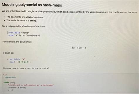 Solved Modeling Polynomial As Hash Maps We Are Only Chegg Com