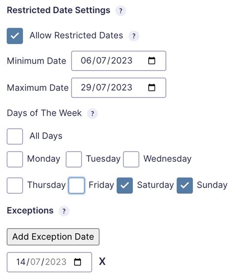Gravity Forms Advanced Restrict Dates Selection Premium Add On