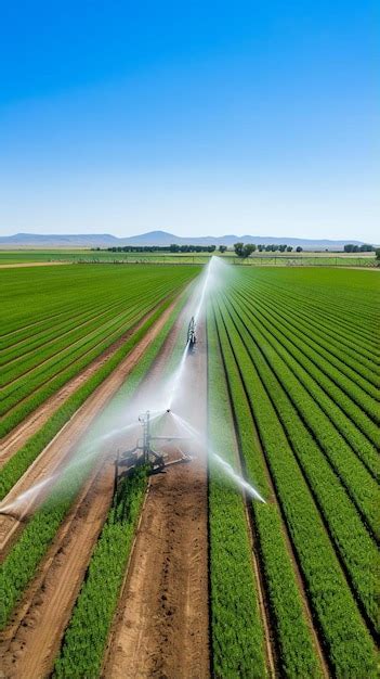 Premium Photo An Aerial View Of A Paddock Being Irrigated By A
