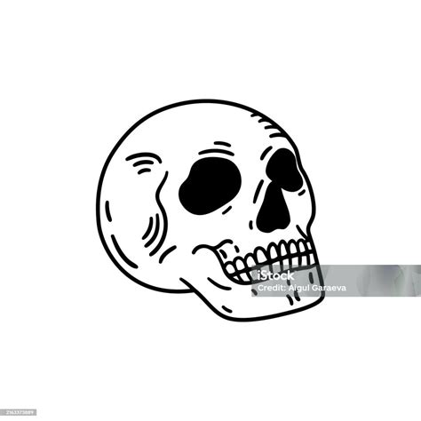 Hand Drawn Black Color Scull Stock Illustration Download Image Now