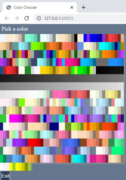 Color Chooser Window Pysimplegui Documentation