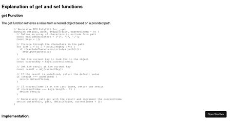 Lodash Set And Get Method Polyfill Codesandbox