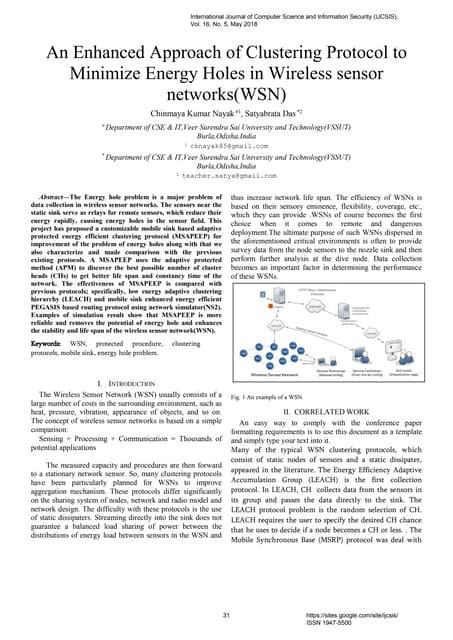 An Enhanced Approach Of Clustering Protocol To Minimize Energy Holes In