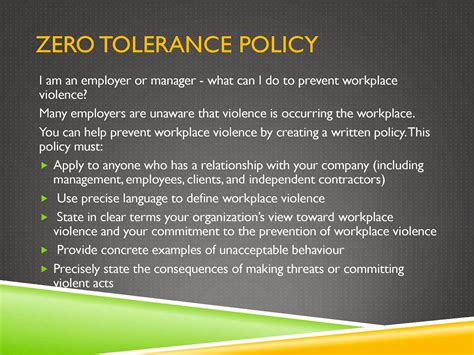 Zero Tolerance Policy Workplace Template A Zero Tolerance Policy Ztp