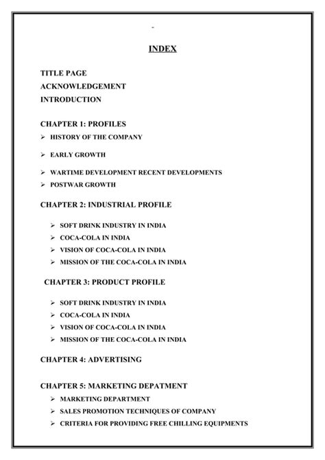 Project On Coca Cola Pdf