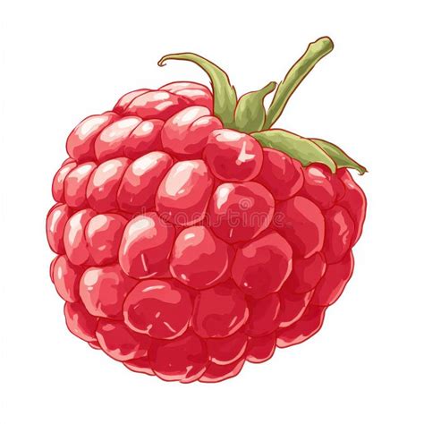 Pixel Art Raspberry Close Up Of A Ripe Red Berry On White Background
