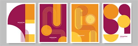 현대 추상 기하학적 포스터 커버 최소한의 복고풍 보호 바우 하우스 구성은 디자인을 형성합니다 다채로운 기하학적 배경 벡터 일러스트레이션 기하 도형에 대한 스톡 벡터 아트 및
