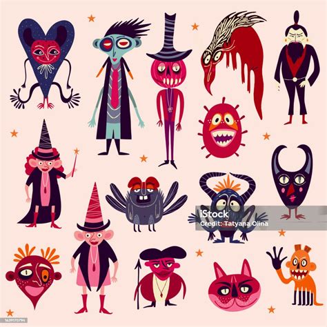 활기찬 이상하고 못생긴 할로윈 캐릭터 현대적인 플랫 손으로 그린 스타일의 귀여운 기괴한 만화 캐릭터 돼지에 대한 스톡 벡터 아트 및 기타 이미지 Istock