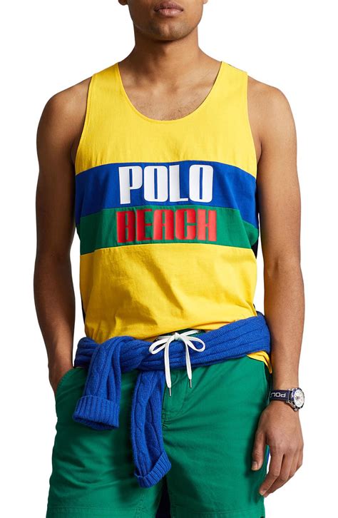 Buy Ralph Lauren Colorblock Beach Logo Graphic Tank Canary Yellow
