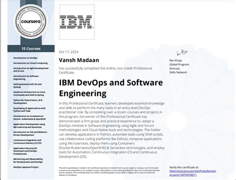 Vansh Madaan On Linkedin I Completed The Ibm Devops And Software
