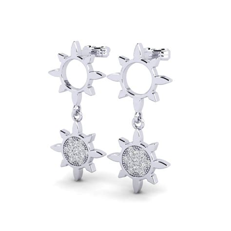 Compre Pendiente De Mujer Adolen En Corte Redondo 0 118 Quilates 9k Oro Blanco Diamante Glamira Es