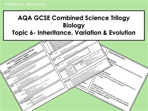 Aqa Gcse Combined Science Biology Topic 6 Inheritance Variation And Evolution Teaching Resources