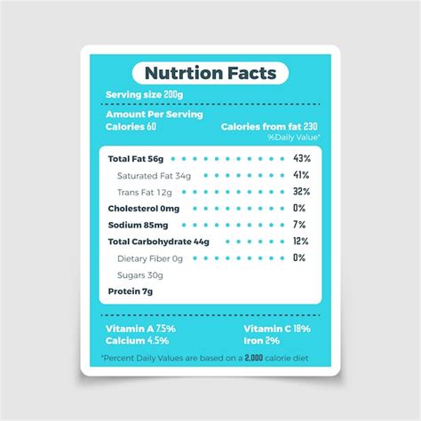 Premium Vector Nutrition Facts Vector Package Labels With Calories