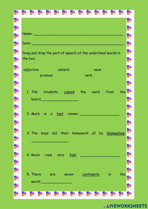 50 Parts Of Speech Worksheets For 5th Grade On Quizizz Free