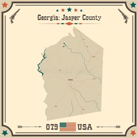 Large And Accurate Map Of Jasper County Georgia Usa Stock Vector