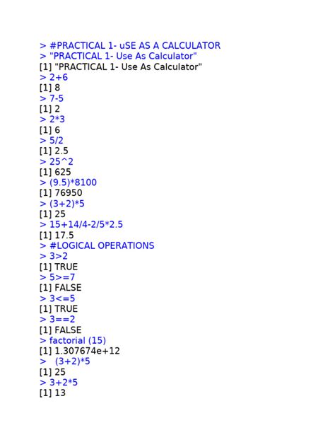 R Lang Practical 1 Pdf