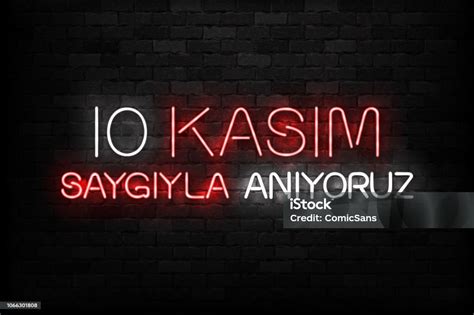 현실적인 벡터 10 카심 템플릿 장식와 벽 배경에 대 한 무스타파 케말 아타튀르크의 네온 사인 고립 번역 10 11 월 존경