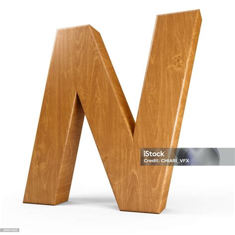 3d 렌더링 나무 소재 기울임꼴 문자 N 절연 흰색 배경 0명에 대한 스톡 벡터 아트 및 기타 이미지 0명 3차원 형태 갈색 Istock