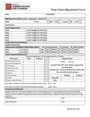 Employee Time Clock Forms And Templates Fillable Printable Samples For PDF Word PdfFiller