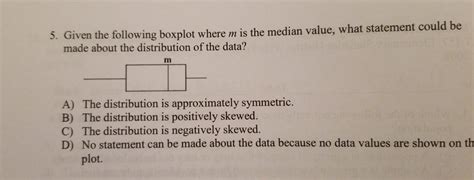 solved 5 given the following boxplot where m is the median