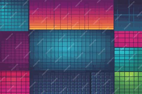 A 4x6 Grid 80s Theme Illustration Premium Ai Generated Vector