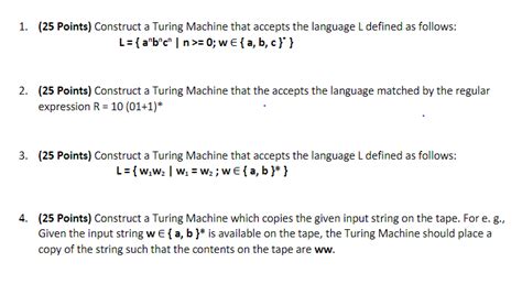 solved 1 25 points construct a turing machine that