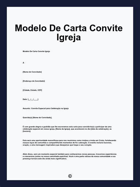 Modelo De Carta Convite Igreja