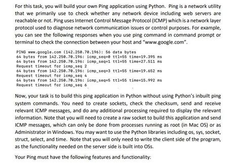 Solved For This Task You Will Build Your Own Ping Chegg