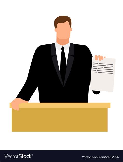 Prosecutor With Document In Hand Royalty Free Vector Image