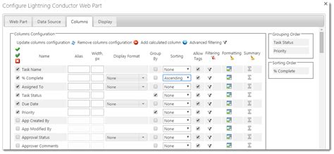 Columns Tab Lightning Conductor Web Part 2013 2