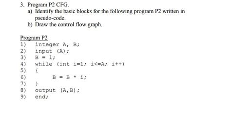 solved program p2 cfg a identify the basic blocks for the