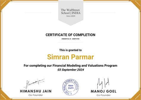 Simran Parmar On Linkedin Thrilled To Announce That Ive Completed The Financial Modelling And