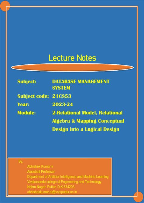 notes dbms 21cs53 module 2 abhishek kumar k aiml 1 lecture notes